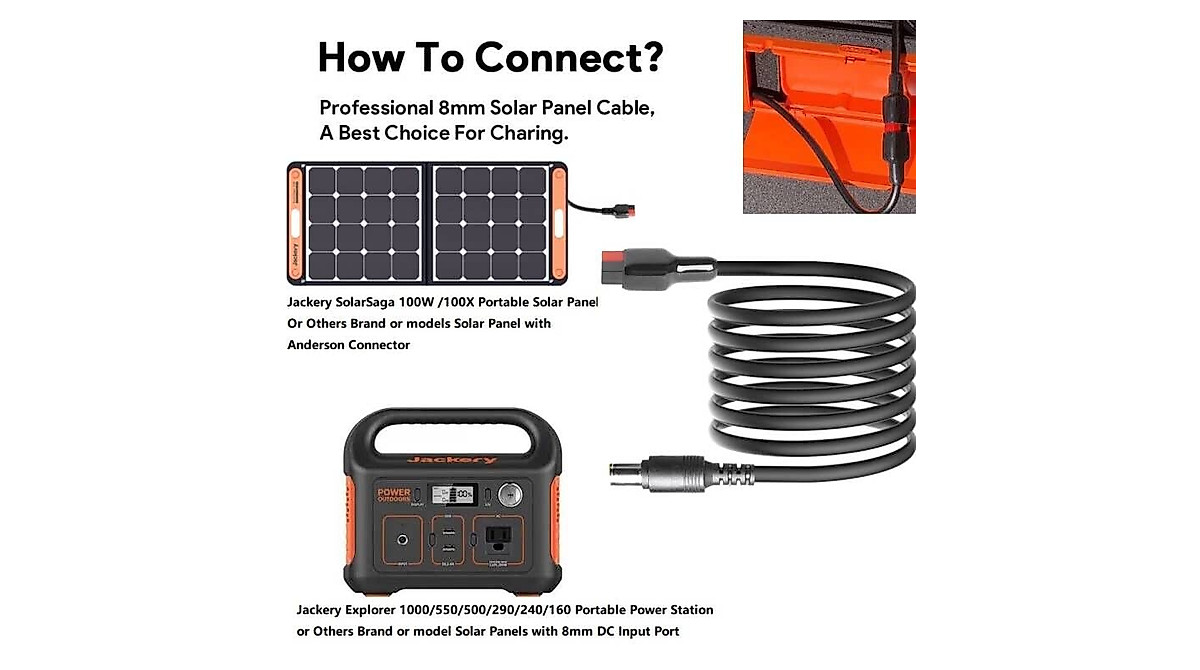 MJPOWER 20FT Solar Panel Extension Cable for Jackery