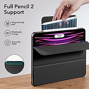 ESR for iPad Pro 12.9 Case (2022/2021/2020, 6th/5th/4th Generation), iPad Air 13 Inch Case 2024 M2, Convenient Magnetic Attachment, 2-Way Stand, Rebound Magnetic Case, Black
