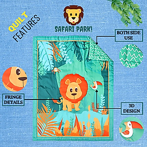 Baby Bees 3 Pieces Safari Park Crib Bedding Sets for Boys & Girls | Baby Bedding Set of Crib Sheet, Quilt for Standard Size Crib