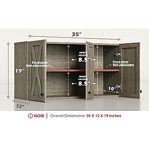 Laundry Wall Cabinets - Farmhouse Kitchen Wall Amount Storage Cabinets with 3 Doors and Shelves, 36inch