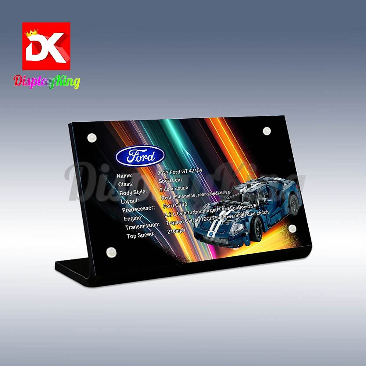 Acrylic Display Plaque for Lego 2022 Ford GT 42154(Lego Set is not Included)