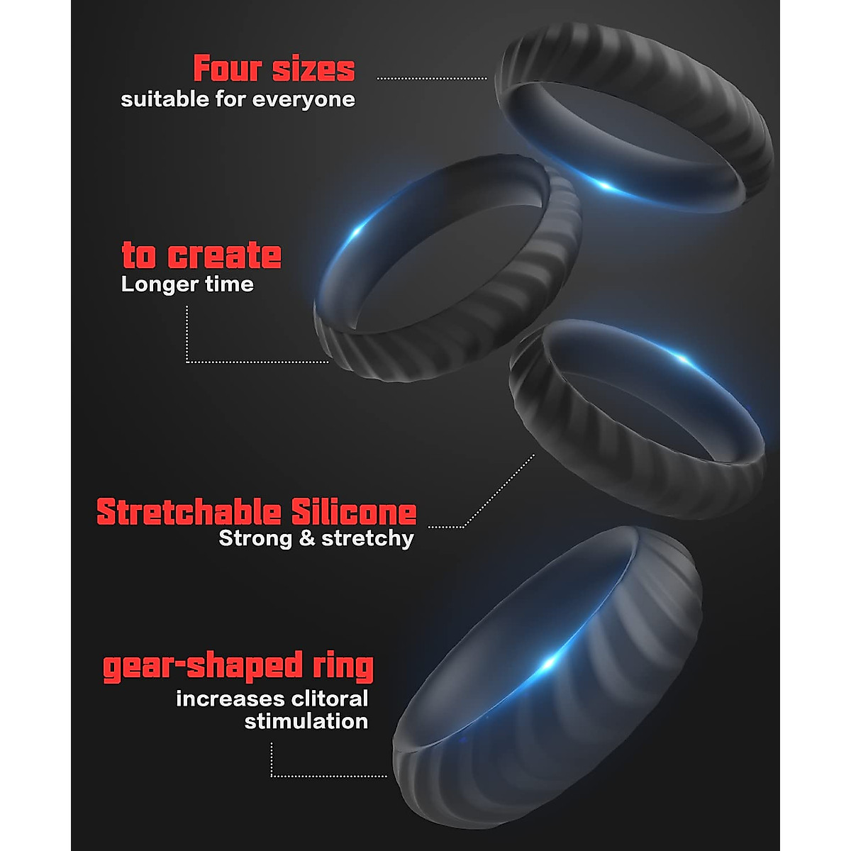 Dovelo Silicone Penis Rings kit, 4 Different Sizes Cock Rings for Men Sex Toy, Adult Sex Toys & Games