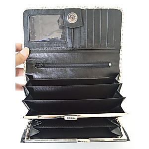 Authentic Snake Skin Women's Long Bifold Cobra Snake W/Head Purse Wallet