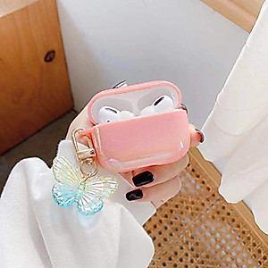 Luxury Liquid Sparkle Case Cover Designed for AirPods Pro 2nd Generation & AirPods Pro 1/ Cute Fashion Hard Shell Skin/Shiny Shock Absorbing Protective Skin with Keychain Penant (Coral Pink)