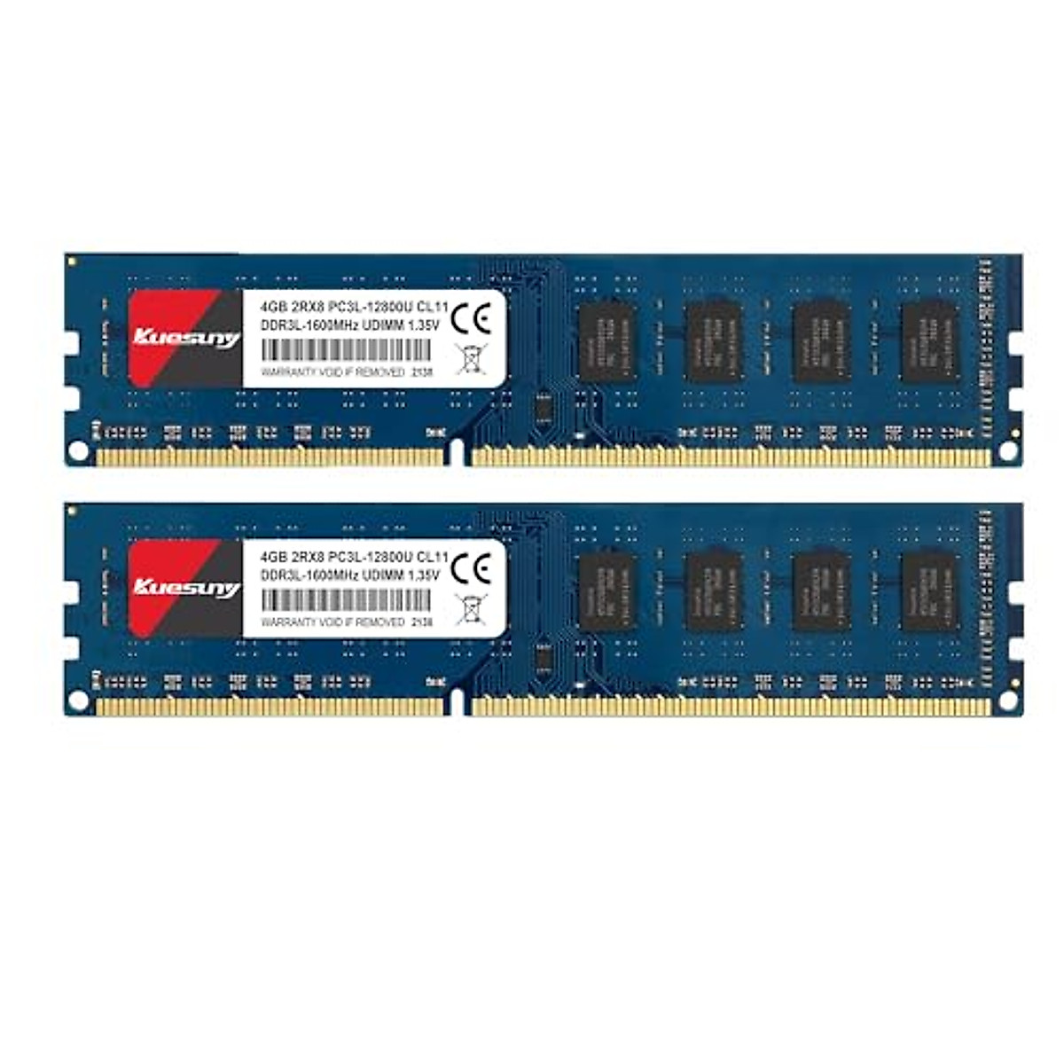 DDR3L 1600MHz Udimm Ram 8GB Kit (4GBX2) PC3L-12800/PC3L-12800U 4GB CL11 240 Pin Non ECC Unbuffered 1.35V/1.5V Desktop Computer Memory Ram Module Upgrade