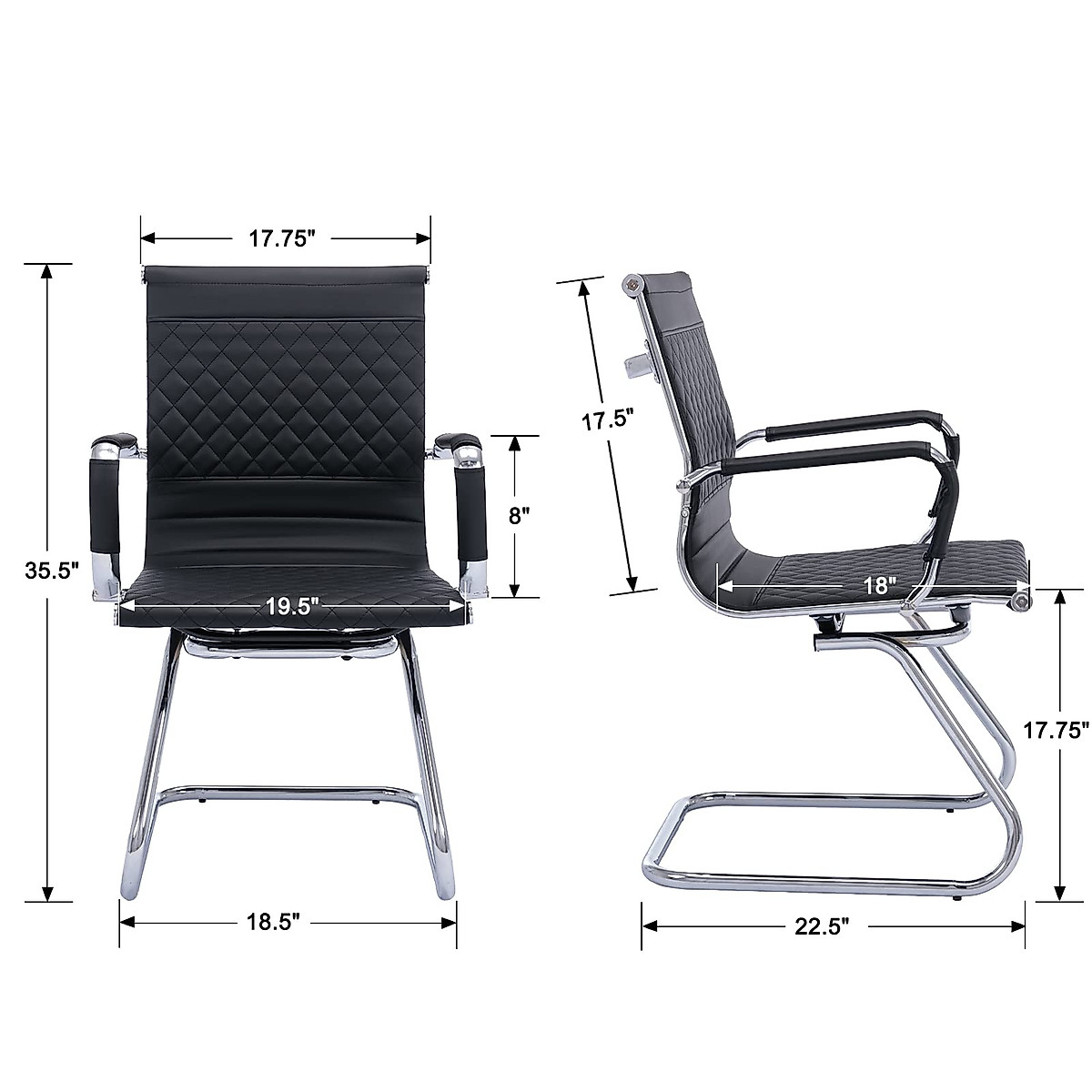 BESTANO Office Guest Chairs Reception Chairs Waiting Room Chairs Set of 4 Conference Room Chairs with Mid Back, Modern PU Leather Desk Chairs, Black