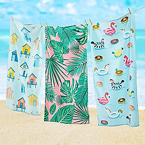 Sun Sprouts 100% Cotton Beach Towel Palm Leaves Pattern for Kids & Toddler. Bath, Pool, Camping, Travel Towel for Boys & Girls. 30” x 60” Quick-Dry & Super Absorbent Beach Blanket