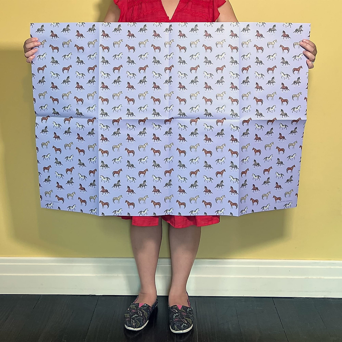 REVEL & Co Equus Horse Birthday Gift Wrap by Hoot LeRoux—Horse Wrapping Paper Folded flat, 27 x 39 inches