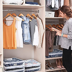 6 Pieces Zippered Storage Bags Clear Sweater Storage Bag PVC Plastic Storage Bags for Blankets Clothes Closet Quilt Pillow Bed Sheet Organizer with Zipper and Label (14.2 x 12 x 3.2 Inch)