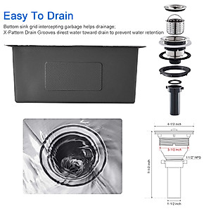 MENATT 20-inch Undermount Kitchen Sink, SUS304 Stainless Steel Handmade Single Bowl Kitchen Sink with Sink Strainer (Brushed), 20"x16"x9"