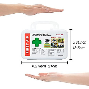 General Medi 120 Pieces Hardcase First Aid Kit - First Aid Box Includes Instant Cold Pack, Emergency Blanket for Travel, Home, Office, Vehicle, Camping, Workplace & Outdoor