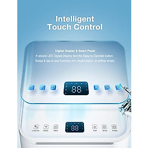 BUBLUE 2000 Sq. Ft Dehumidifier for Basements, Home and Large Room with Auto or Manual Drainage | 36 db Industry Leading Noise Reducing | Integrated Air Filters, 3 Operation Modes, Clothes Drying