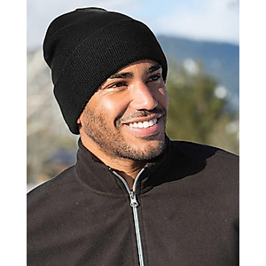 FURTALK Beanie,Soft Knit Warm Winter Hats for Women and Men,Acrylic Cuffed Beanies (One Size,Black)