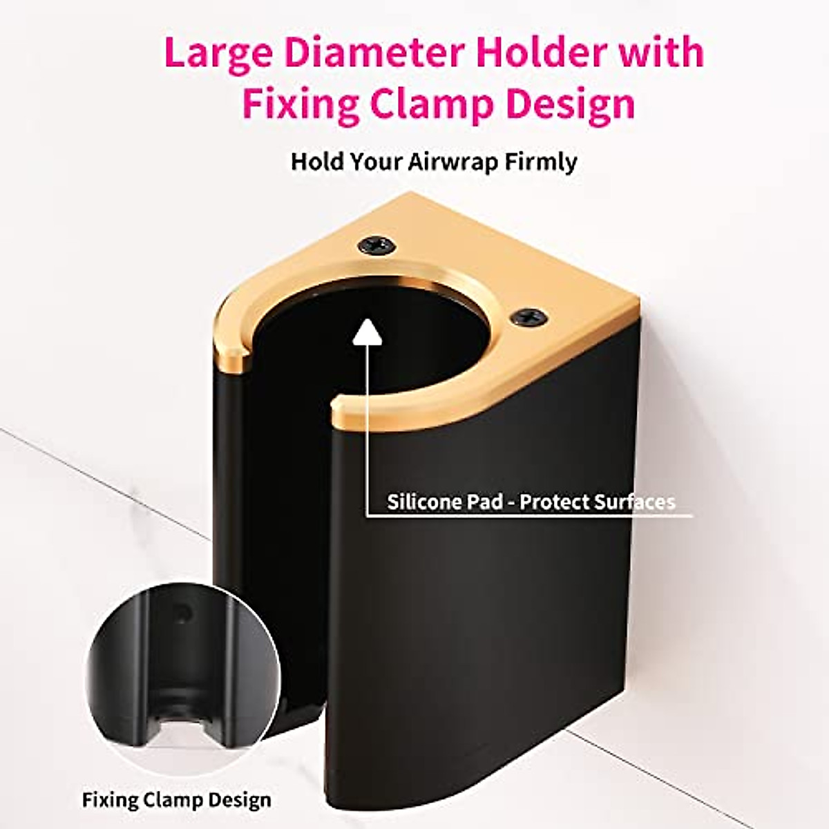 Dyson Airwrap Holder Wall Mount, Storage Holder for Dyson Airwrap Complete, Curling Iron Attachments Rack Dyson Airwrap Organizer, Dyson Airwrap Stand for Bathroom Hair Tool Holder Black, UEMUSI