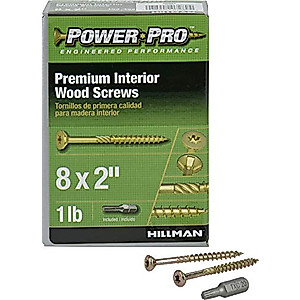 Power Pro 48581 Wood Screws, #8 x 2 Premium, Star Drive Indoor Cabinet Screws, Gold Yellow Zinc, 1lb Box