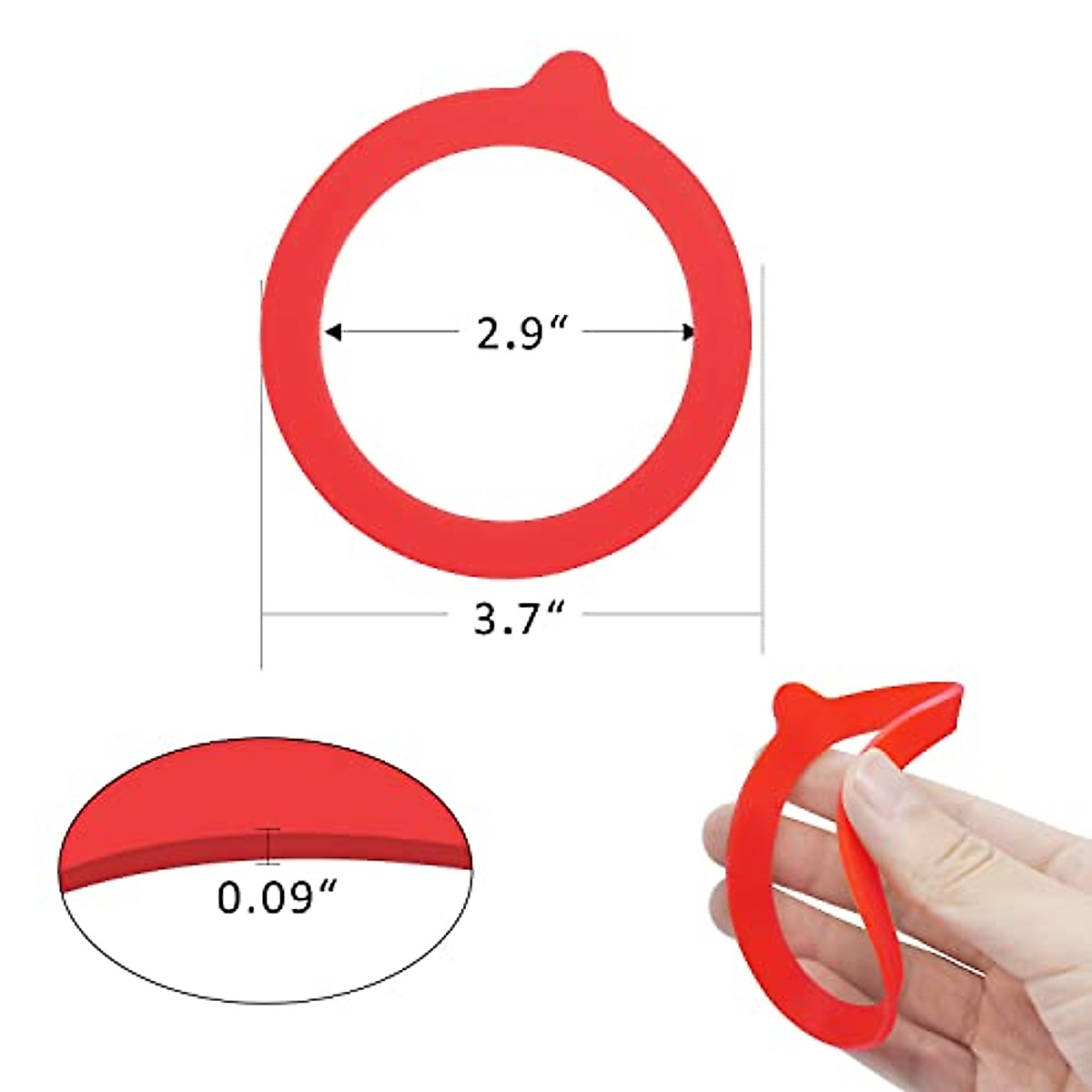 12 Pieces Rubber Seals for Glass Jars, Airtight Silicone Mason Jar Gaskets, Leakproof Silicone Replacement Gaskets for Storage Jars, Elastic and Fits Most Sizes (Red)
