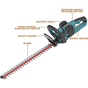 WESCO 40V Cordless Hedge Trimmer, 24-Inch Dual Action Cutting Blades, 3/4-Inch Cutting Capacity, 2Pcs 2.0Ah Li-ion Battery and Charger, Cordless Trimmer for Hedges/Shrubs/Bushes Trimming