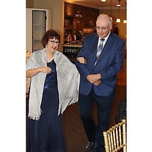 Silver Shawls and Wraps for Evening Dresses Shall for Women Dressy Shawls for Evening Wear Transparent Scarf for Dresses (Silver)