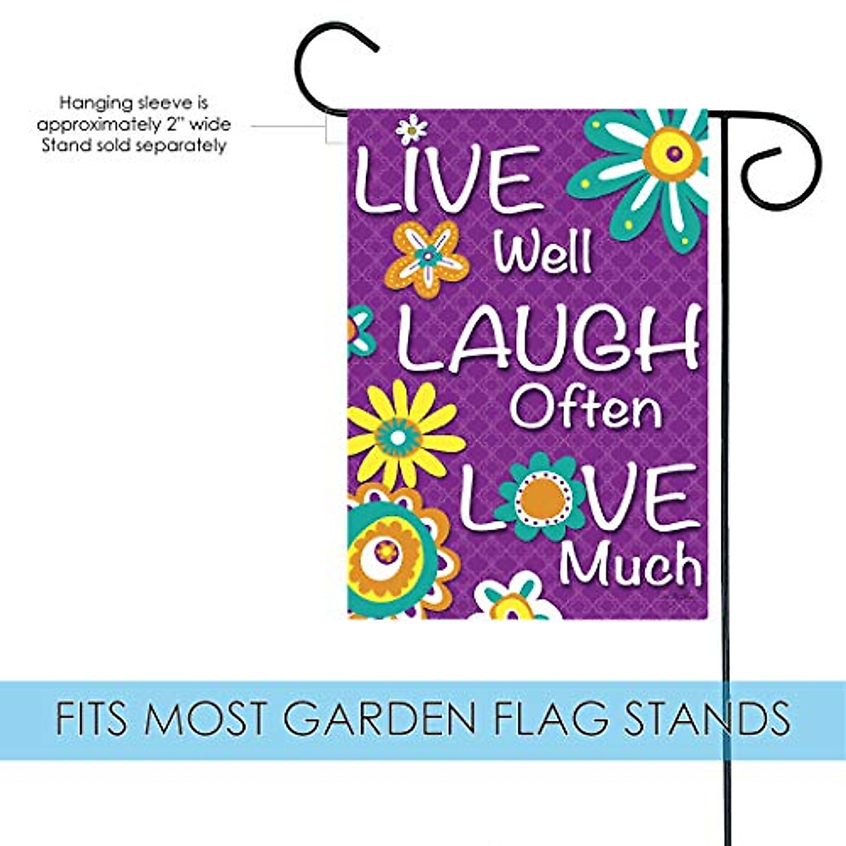 Toland Home Garden 119795 Live Laugh Love 12.5 x 18 Inch Decorative, Garden Flag (12.5" x 18"), Multicolored