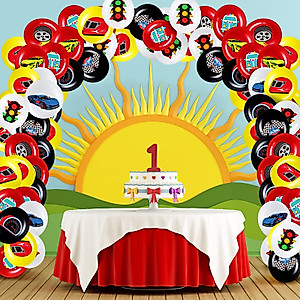 40 Pack Race Cars Balloons Birthday Party Supplies,12 Inch Checkered Flags Racing Party Latex Balloons for Race Fans Birthday Party One Two Fast Birthday Party Decorations Supplies