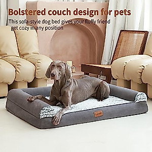 KIYUMI Dog Sofa Bed Orthopedic Waterproof Dog Bed with Removable Washable Cover,Egg Crate Foam Pet Bed Mat,Pet Bolster Couch Pet Beds for Extra Large Dogs