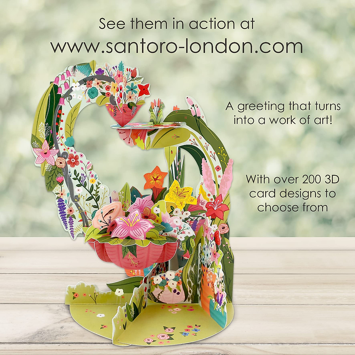 SANTORO Pendulum, 3D Pop Up Greeting Card - Floral Hanging Basket - For Her, For Mum, Birthday, Mothers Day, Any Occasion