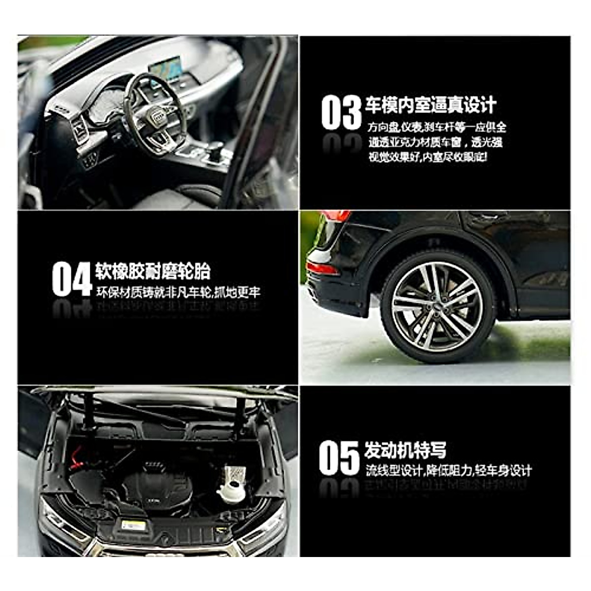 Models Vehicle Replica Car 1 18 Fit for Audi Q5L SUV Simulation Car Model Metal Diecast Minicar Scale Model Collectibles Souvenir Collectible Gift 2023 2024 (Color : White)