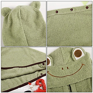 Frog Hood Carseat Poncho for Kids - Fleece Hooded Wool Cape Coats for Toddlers