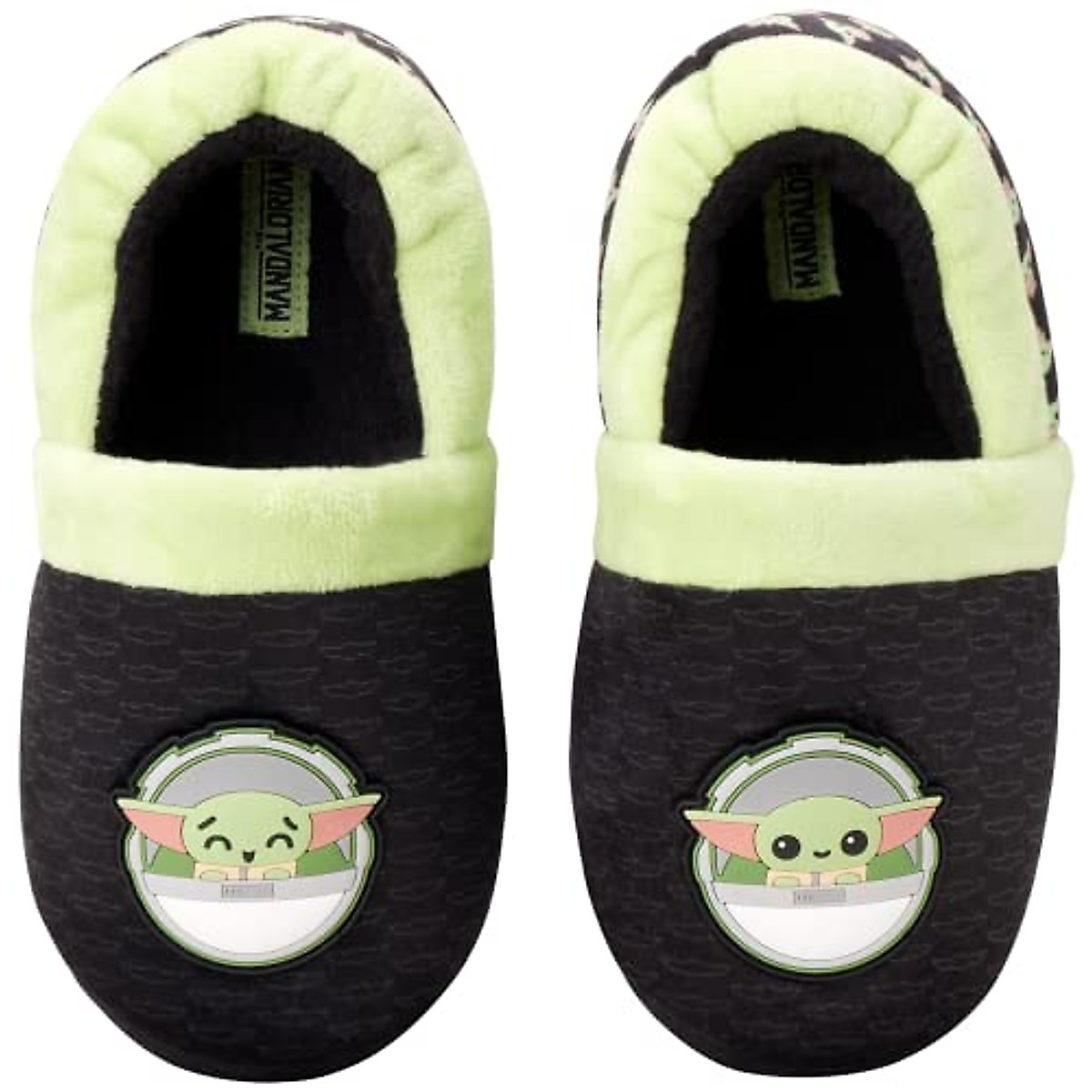 Disney Boys' Star Wars Slippers - Mandalorian Baby Yoda Fuzzy Slippers, Non-Skid Sole (Little/Big Boys), Size 4-5, Baby Yoda