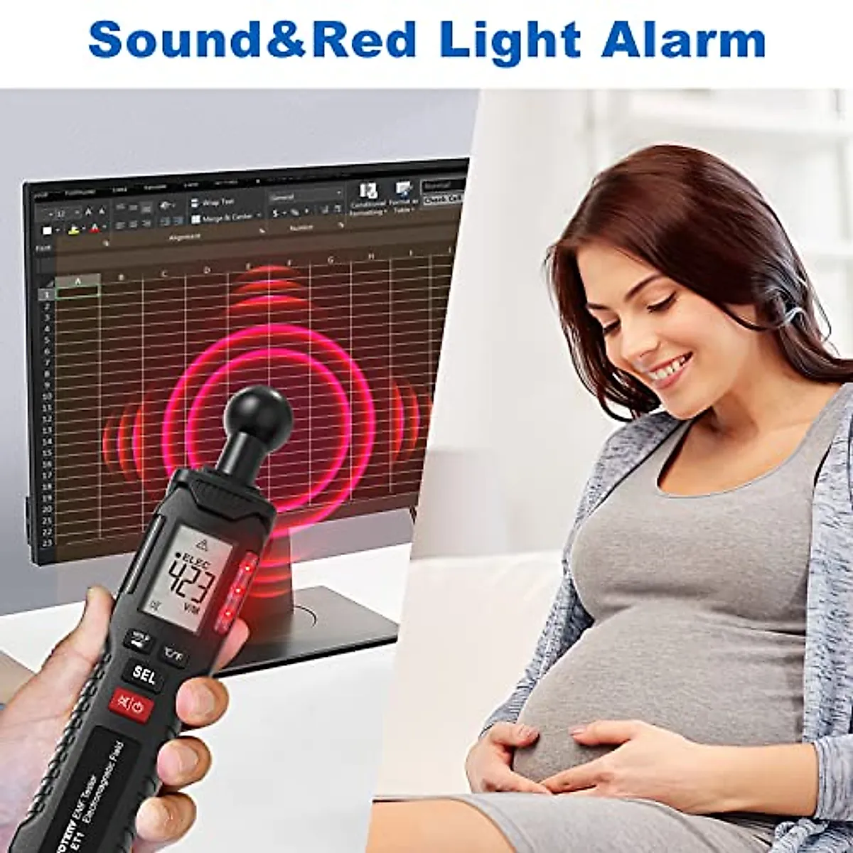 EMF Meter, Votery Rechargeable Electromagnetic Field Radiation Detector Digital EMF Detector with LCD, Temperature Measure, Hand-held Magnetic Field Detector for Home, Office, Outdoor