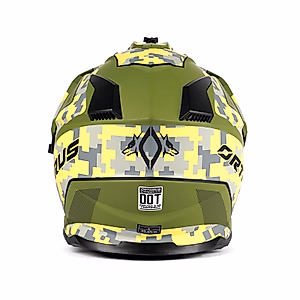 Orthrus DOT certified Dual Sport MultiCam Adventure Motorcycle Helmet UV protected visor for Snowmobile ATV Dirt Bike Off Road (Halo,S)