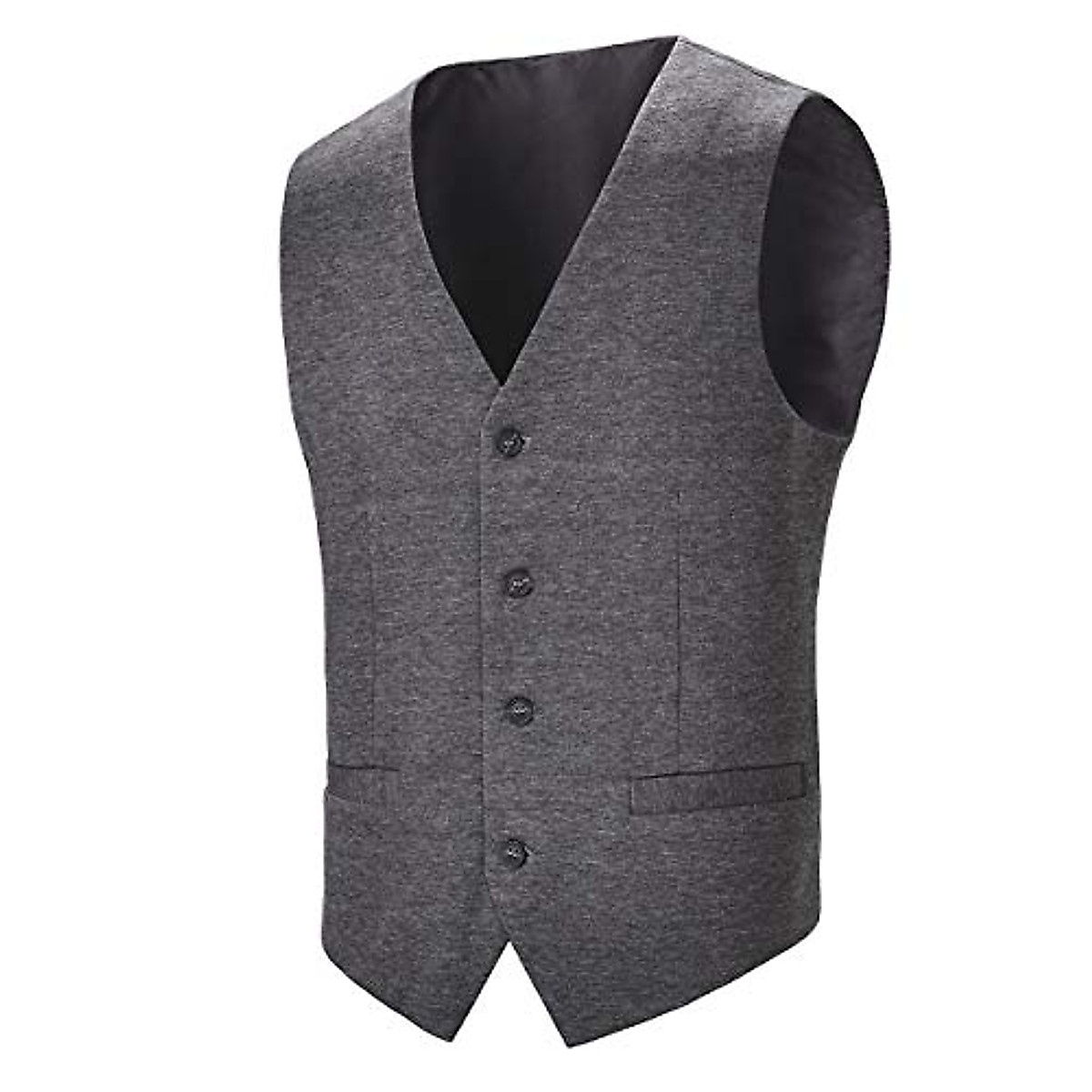 BOTVELA Mens Casual Dress Vest 4 Button Waistcoat (Grey, XX-Large)