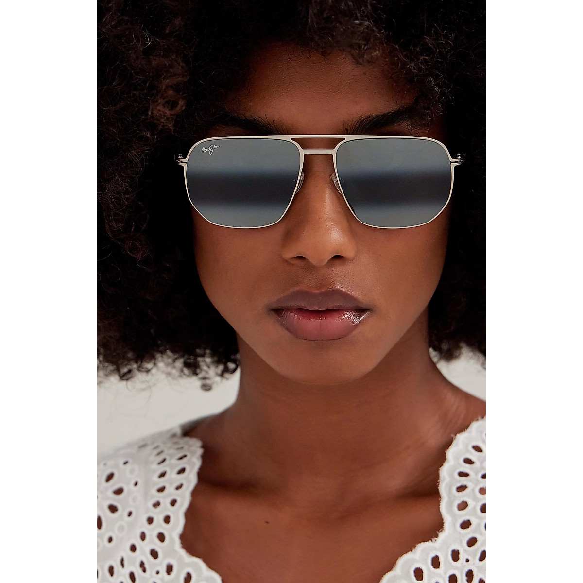 Maui Jim Sharks Cove Square Sunglasses, Titanium/Neutral Grey Polarized, Medium