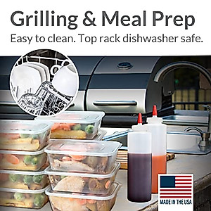 Pinnacle Mercantile Plastic Squeeze Condiment Bottles with Red Tip Cap 16-ounce Set of 6 Wide Mouth