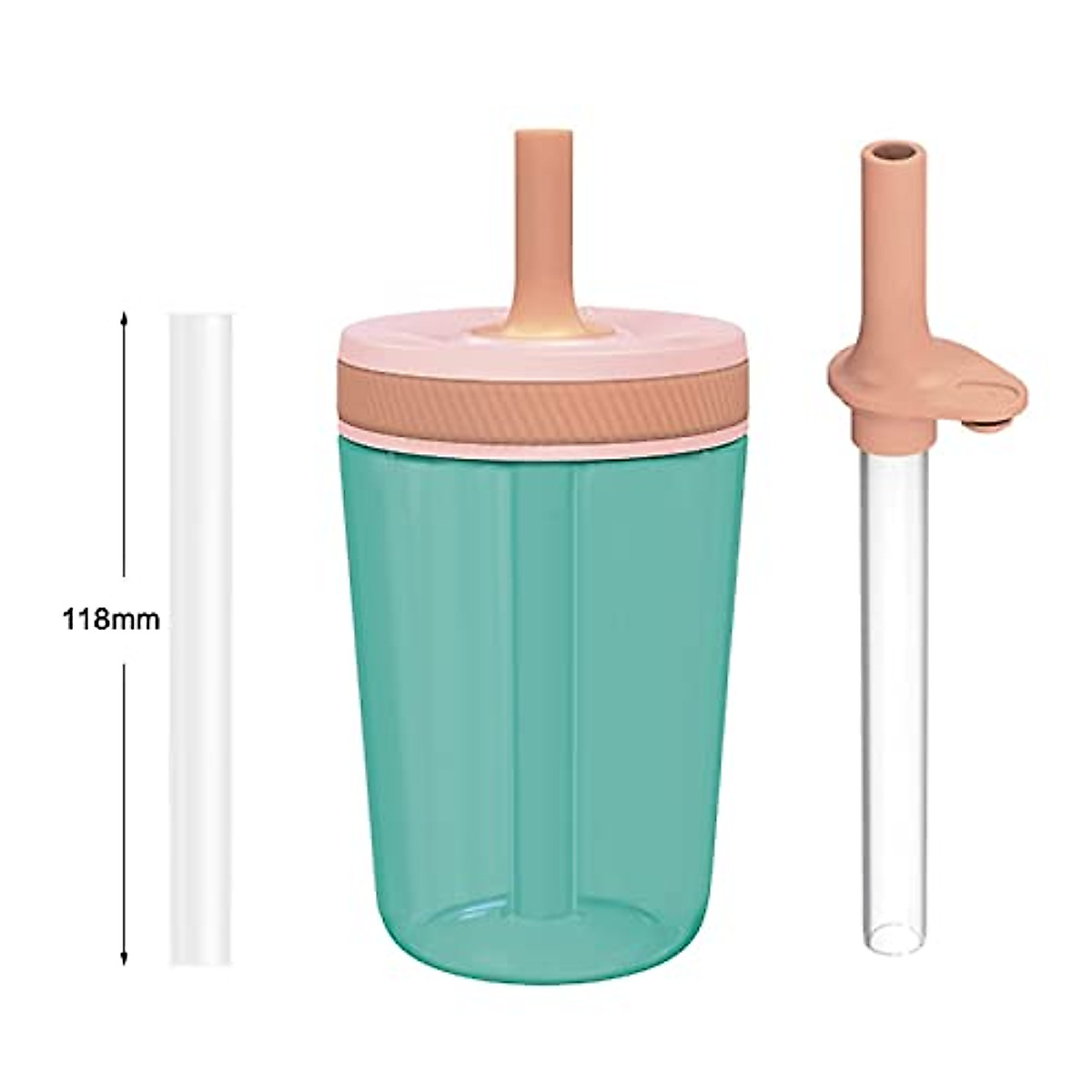 Replacement Straws Compatible with Zak 15 oz Tumbler Cup-Zak Kids Water Bottle Straw Replacement-Accessories Set Include 4 BPA-FREE Straws and 1 Straw Cleaning Brush and 1 Silicone Boot(15OZ)