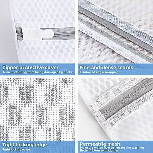 Laundry Bag 4 Pcs Mesh Laundry Bags 12 x 16 Inches Durable Zipper Mesh bag Mesh Wash Bags Lingerie Bags for Washing Delicates Laundry Bags for Traveling Delicates Bag for Washing Machine