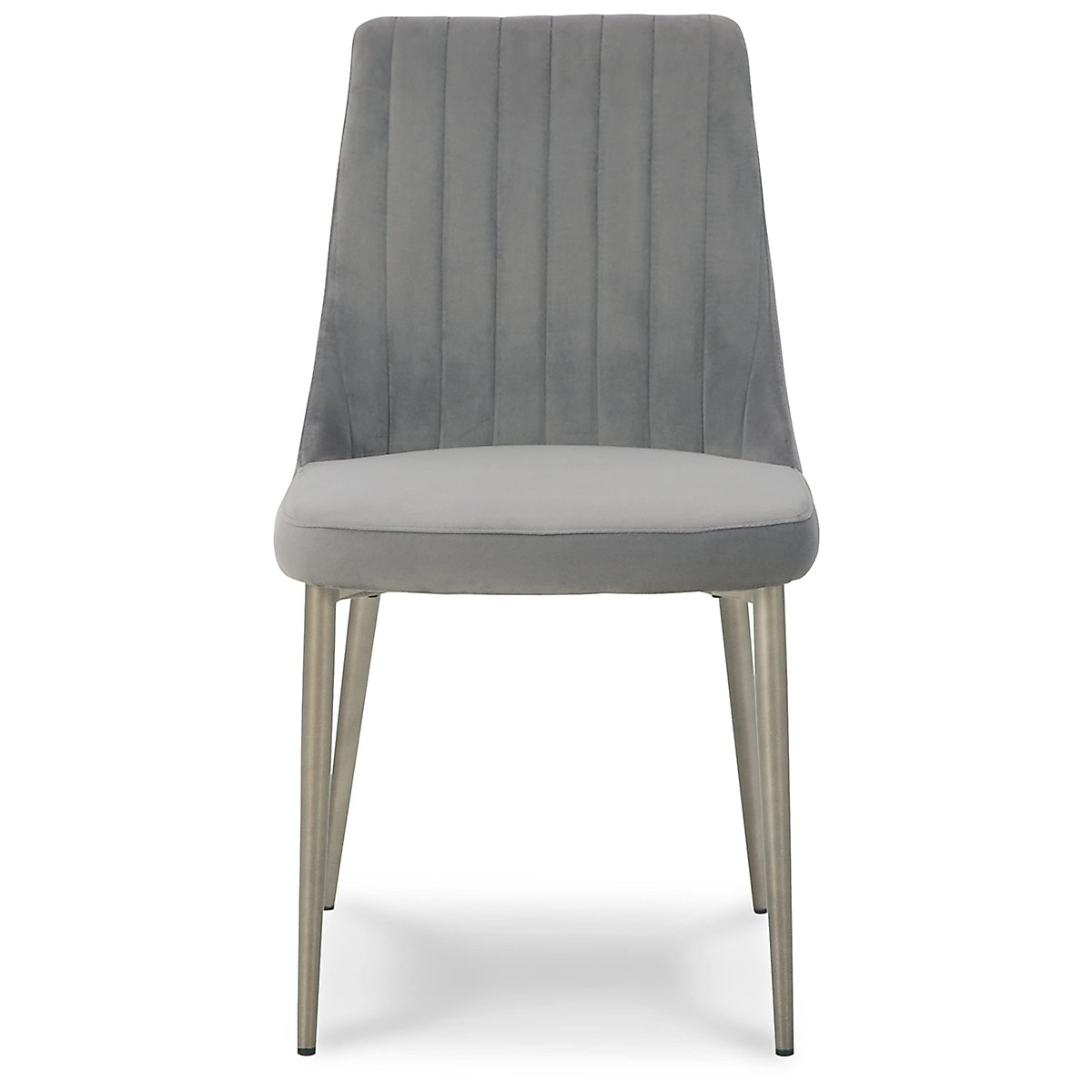 Signature Design by Ashley Barchoni Classic Upholstered Dining Chair with Metal Frame, Set of 2, Metallic & Gray
