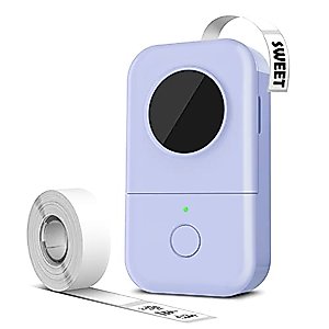 Memoqueen D30 Label Maker Thermal Mini Label Printer-Bluetooth Portable Label Maker Machine with Tape,Labeler Compatible with Phomemo D30 iOS&Android, Easy to Use for Home Office Organization,Purple
