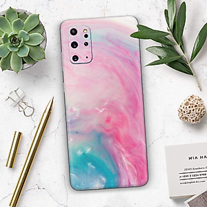 DesignSkinz Marbleized Pink and Blue Paradise V712 Protective Vinyl Decal Wrap Skin Cover Compatible with The Samsung Galaxy S20 (Screen Trim & Back Glass Skin)