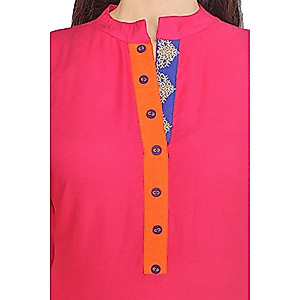 Indian Women's Embroidered Rayon Kurti Red Top By Chichi, Large