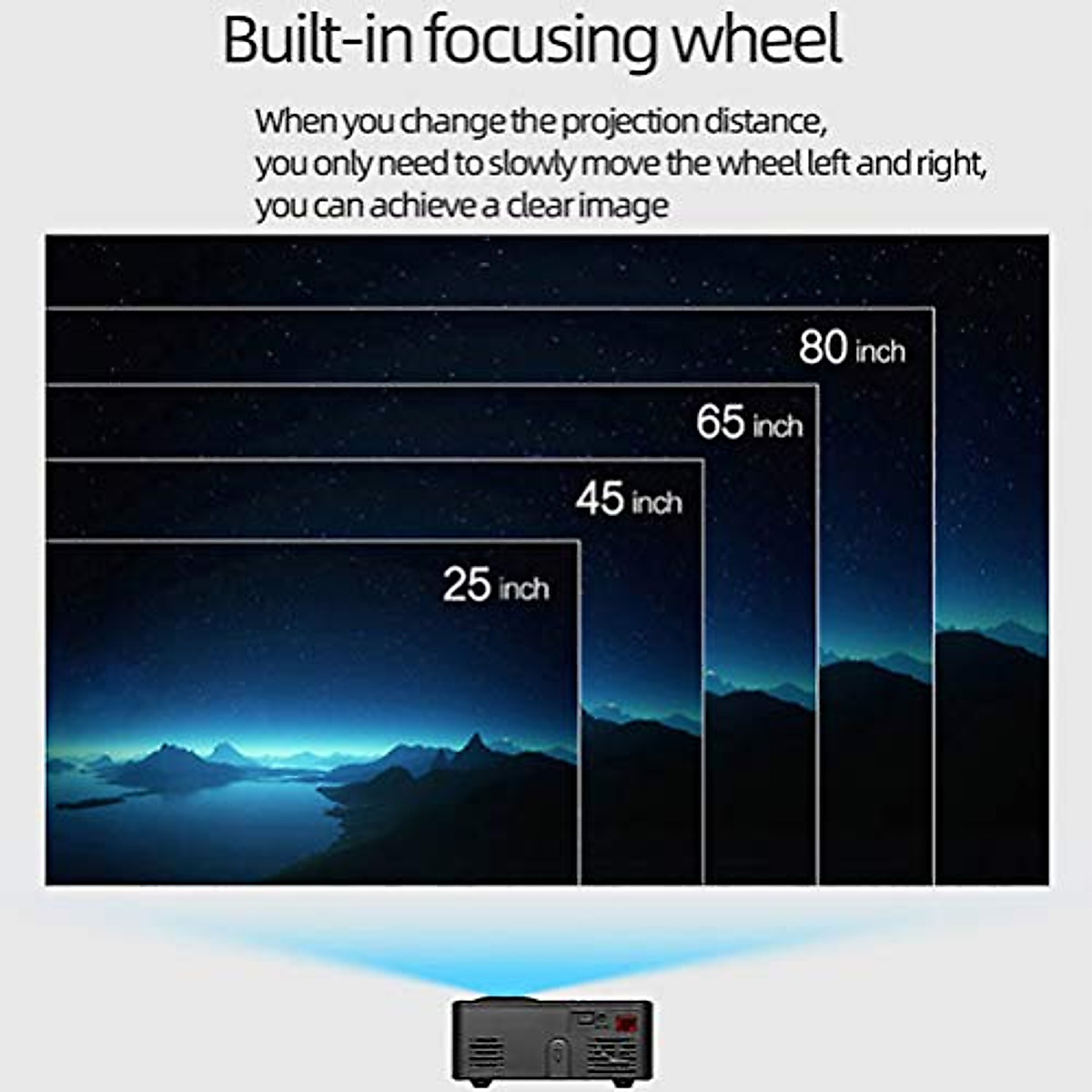 EXCEART Portable Projectors Mini Projector Portable Entertainment Movie Projector 1080p Video Projector Machine for Home Office Led Projector