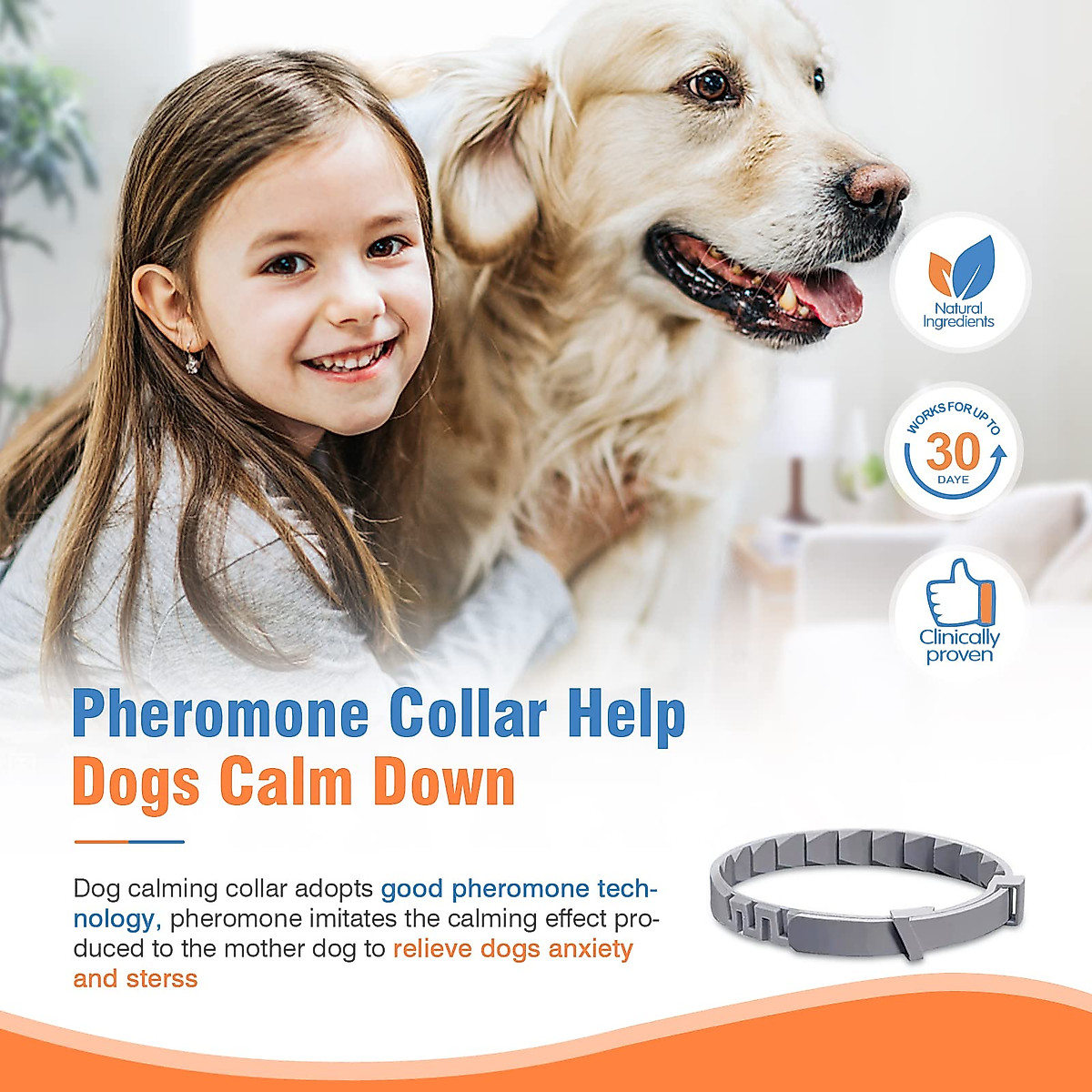 Calming Collar for Dogs 4 Packs Pheromone Collar 60 Days Use, Dog Anxiety Relief Separate Design Suitable for Various Small Medium Large Dog Relax Dog Calming Collar, Adjustable Size 25 Inches