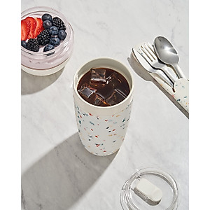 W&P Porter Insulated Tumbler 20 oz | No Metallic Aftertaste Ceramic Coated for Water, Coffee, & Tea | Wide Mouth Vacuum Insulated | Dishwasher Safe, Cream Terrazzo