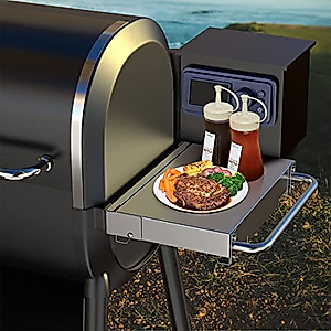 Folding Side Shelf Grill Side Table for Weber SmokeFire EX4 EX6 Grills -304 Stainless Steel Grill Side Shelf 7001