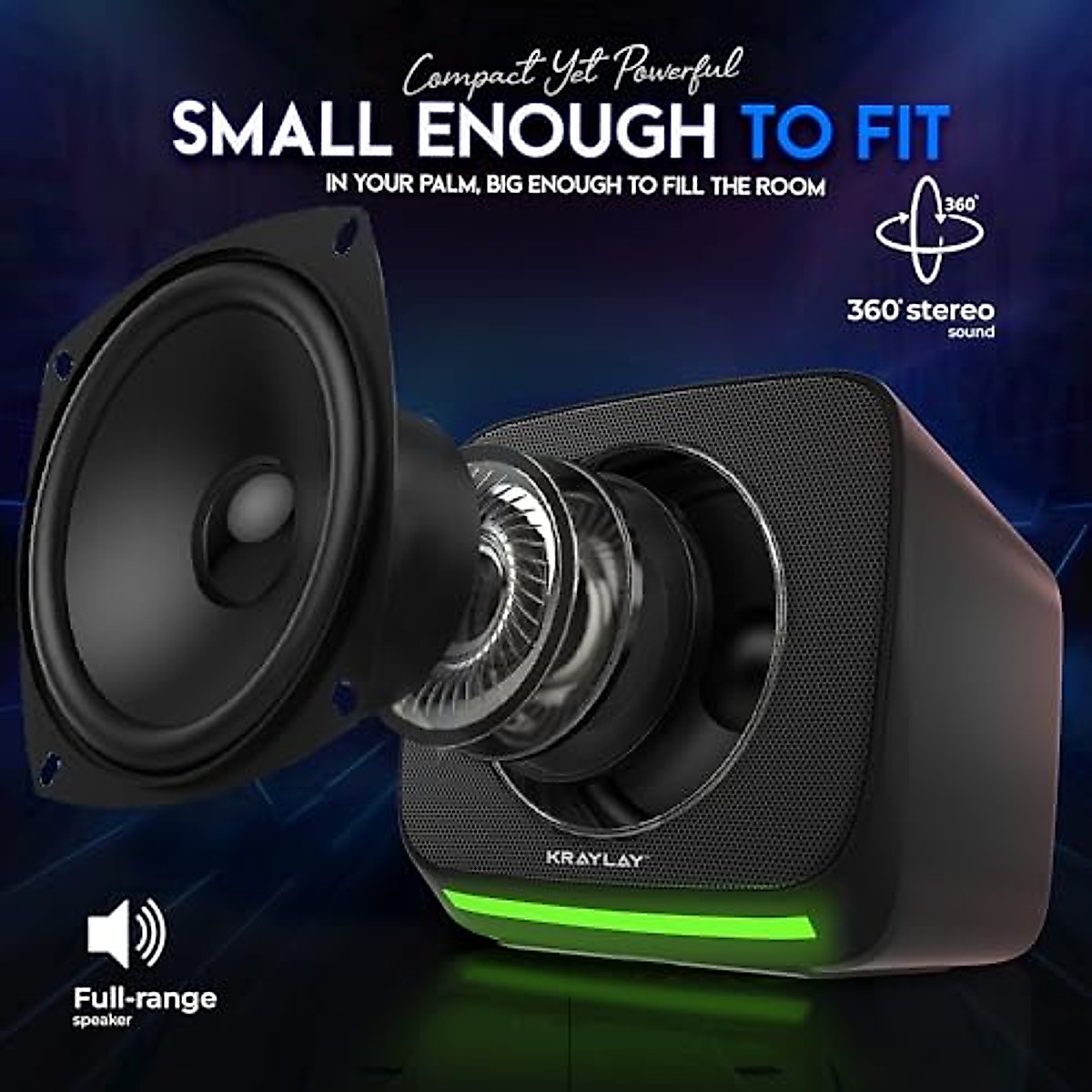 Kraylay Computer Speakers - TV Speakers with 2.0 USB Aux Powered - Monitor Speakers with RGB LED Light - Mini Multimedia Stereo Speaker for Laptop, Tablet and Cellphone