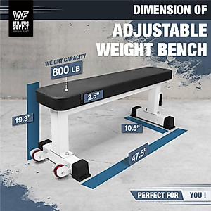 CAP Barbell Commercial Grade Weight Bench Flat/Incline/Decline Utility Exercise Olympic Workout Bench for Full Body Workout (Utility Flat Bench, White)