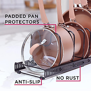 Berry Ave Adjustable Pan Organizer and Pot Rack with 8 Tiers, Rustproof Kitchen Cabinet Storage Organizer For Heavy Pots Pans and Cookware, Display On Counter w/ 3 Easy DIY Options
