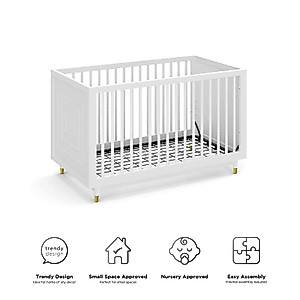Little Seeds Aviary 3-in-1 Crib with Adjustable Mattress Height, White