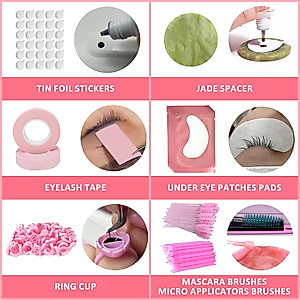 VEYES INC Lash Kit For Eyelash Extensions Beginners, Starter practice lash tech With Mannequin Head Practice Exercise Set, Individual Lashes, Lash Glue, Lash Extension Tweezers