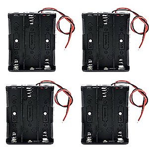 AIMPGSTL 18650 Battery Holder Bundle with Wire,4PCS 18650 Battery Holder Case 3.7V, 4 x 3.7V Series DIY Battery Storage Boxes, 4 Slots Black Plastic Batteries Case for 18650 Battery